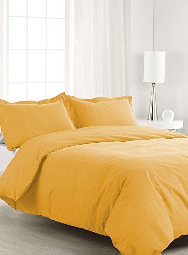 SHERA'S BEDDINGS 3 PCs Duvet Cover Set-(1 Duvet Cover, 2 Pillow Sham) Zipper Closure Duvet Cover Set Fabulous (Gold Solid, Twin Extra Long - 68" x 88") 100% Egyptian Cotton 650 Thread Count