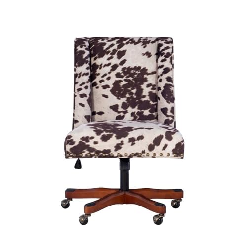 Riverbay Furniture Transitional Fabric Office Chair with Casters in Brown/Walnut