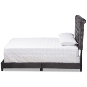 Baxton Studio Candace Luxe and Glamour Dark Grey Velvet Upholstered Queen Size Bed