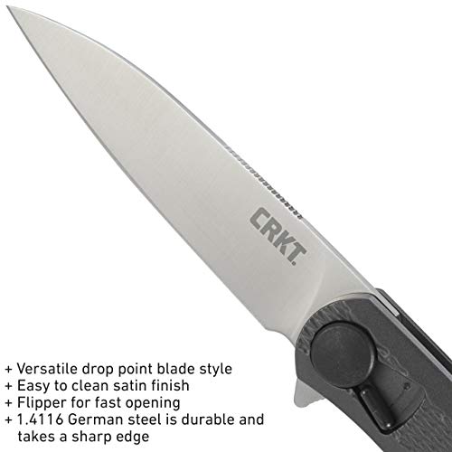 CRKT Slacker EDC Folding Pocket Knife: Take Apart Field Strip, Satin Drop Point Blade, Flipper Open, Liner Lock, Aluminum Handle, Deep Carry Pocket Clip K350KXP