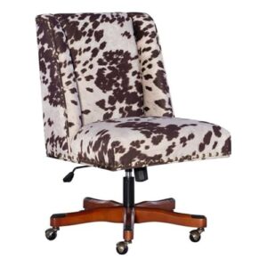 riverbay furniture transitional fabric office chair with casters in brown/walnut