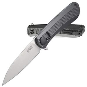 CRKT Slacker EDC Folding Pocket Knife: Take Apart Field Strip, Satin Drop Point Blade, Flipper Open, Liner Lock, Aluminum Handle, Deep Carry Pocket Clip K350KXP