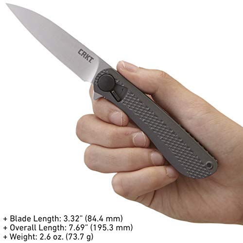 CRKT Slacker EDC Folding Pocket Knife: Take Apart Field Strip, Satin Drop Point Blade, Flipper Open, Liner Lock, Aluminum Handle, Deep Carry Pocket Clip K350KXP