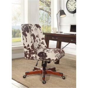 Riverbay Furniture Transitional Fabric Office Chair with Casters in Brown/Walnut