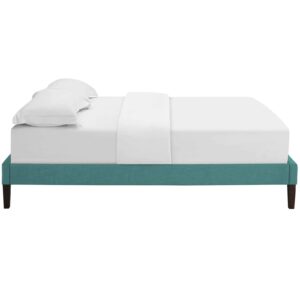 Modway Tessie Upholstered King Platform Bed Frame with Wood Slat Support in Teal