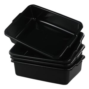 fiazony small 8 l commercial tote box, rectangle utility bus tubs, 4-pack, black