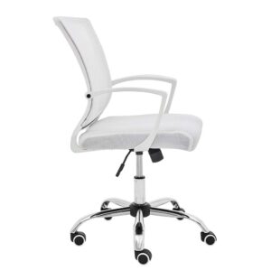 Modern Home Zuna Mid-Back Office Task Chair - Ergonomic Back Supporting Mesh Back Desk Chair (White/White)