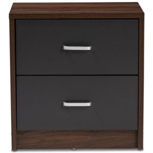 Baxton Studio Hansel Modern and Contemporary 2-Drawer Dark Brown and Dark Grey Finished Nightstand