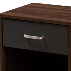 Baxton Studio Hansel Modern and Contemporary 1-Drawer Dark Brown and Dark Grey Finished Nightstand