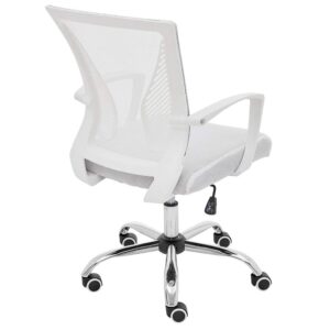 Modern Home Zuna Mid-Back Office Task Chair - Ergonomic Back Supporting Mesh Back Desk Chair (White/White)