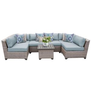 tk classics florence-07c-spa florence 7 piece furniture set 07c outdoor wicker patio sofas loveseats and sectionals, spa