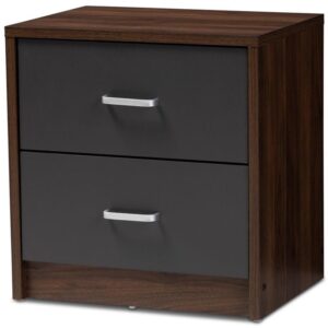 baxton studio hansel modern and contemporary 2-drawer dark brown and dark grey finished nightstand