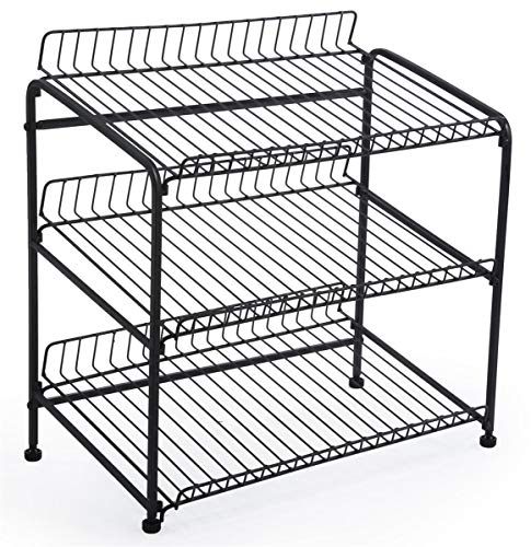 Displays2go Countertop Wire Rack, Three Open Shelves Black (WCR3SBK)