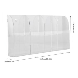 TV Remote Control Holder Wall Mount Acrylic Clear Media Organizer Storage Box Case Convenient Caddy Organizer with 4 Grids for Table Desk Bedside