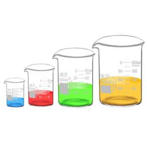 glass beakers set borosilicate graduated measuring low form glass beaker 4 sizes 10ml 50ml 100ml 250ml