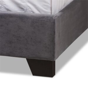 Baxton Studio Candace Luxe and Glamour Dark Grey Velvet Upholstered Queen Size Bed