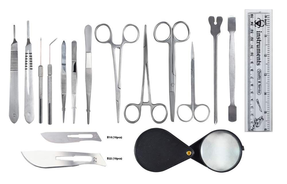 DR Instruments-DR78662 36 Pcs Comprehensive Dissection Kit – Made with Surgical Stainless Steel. Ideal for Biology, Anatomy, Botany, and Veterinary Students and Faculty with Deluxe Case