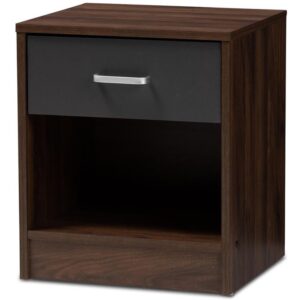 baxton studio hansel modern and contemporary 1-drawer dark brown and dark grey finished nightstand