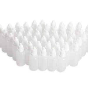 50 Pieces Empty Refillable Clear Plastic Dropper Bottles Squeezable Eye Liquid Sample Storage Container Vials with Plug and Screw Cap(30ml/1oz)