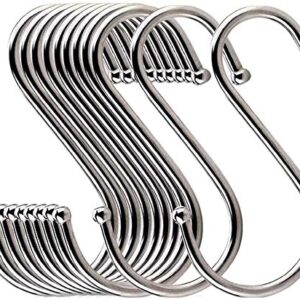 LOYMR 16 Pack 4.7 Inches Extra Large S Shape Hooks Heavy-Duty Metal Hanging Hooks Apply Kitchenware Bathroom Utensils Plants Towels Gardening Multiple uses Tools (Silver)