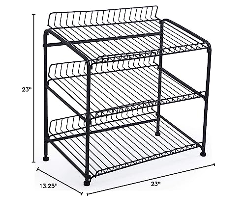 Displays2go Countertop Wire Rack, Three Open Shelves Black (WCR3SBK)