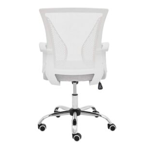 Modern Home Zuna Mid-Back Office Task Chair - Ergonomic Back Supporting Mesh Back Desk Chair (White/White)