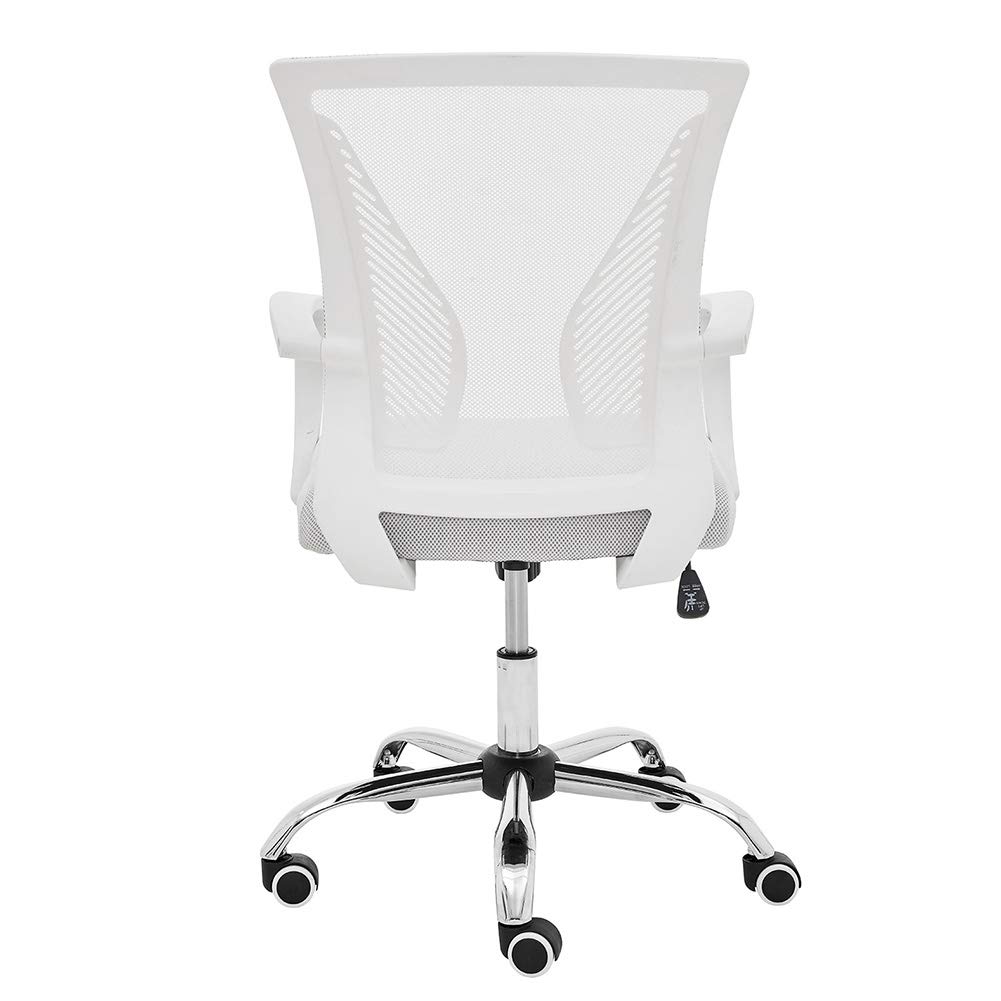 Modern Home Zuna Mid-Back Office Task Chair - Ergonomic Back Supporting Mesh Back Desk Chair (White/White)