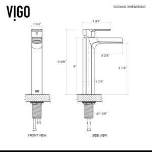 VIGO Amada 10'' H Single Handle Single-Hole Bathroom Vessel Faucet in Brushed Nickel-VG03026BN