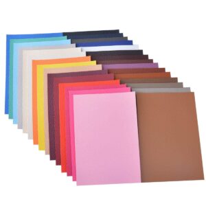 30 pieces a5 size（6x8 inch）solid color 1.2mm thickness litchi grain texture synthetic faux leather fabric sheets cotton back for making hair bows, earrings, 30 color each color half sheet