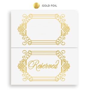 K11 Photo Design Reserved Signs for Wedding, 20-Pack, Reserved Table Cards, Gold Foil, Seating Signs, for Party, Tent Place Cards for Table, with Space to Write, VIP, Double Sided Reserved 7