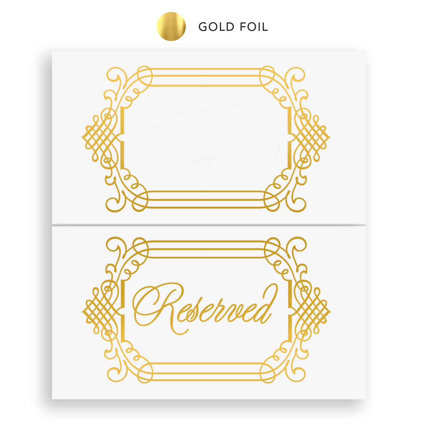 K11 Photo Design Reserved Signs for Wedding, 20-Pack, Reserved Table Cards, Gold Foil, Seating Signs, for Party, Tent Place Cards for Table, with Space to Write, VIP, Double Sided Reserved 7