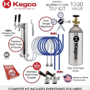 Kegco Keg Dispenser, Two Faucet, Stainless Steel