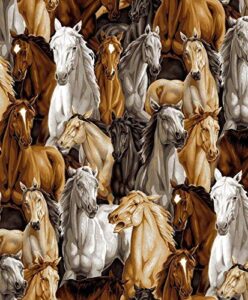 horse stampede cotton fabric by the yard