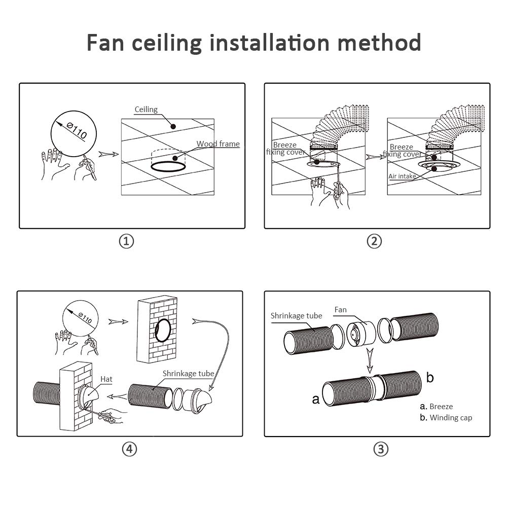 SAILFLO 4 Inch Inline Duct Fan 110V 12W for Bathroom Vent Room Basement Greenhouse Attic Kitchen (4"/100mm)