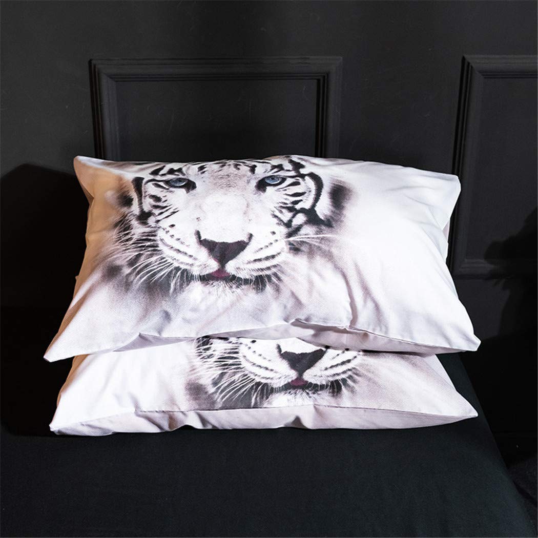 Homebed White Tiger Bedding Set Queen Size 3D Animal Print for Kids Boys Teens Duvet Cover Set 3 Pieces