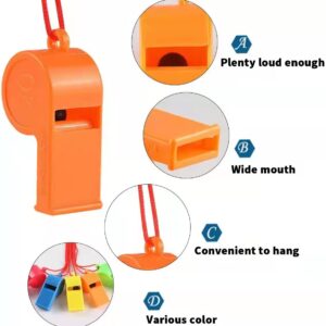 WSYUB 72Pcs Plastic Whistles, Bulk Whistles, Training Sports Whistles with Lanyard, Loud Toys Whistles for Kids Christmas Birthday Party Goody Bag Fillers Games Survival Emergency, 5 Brilliant Colors