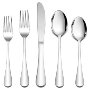 lianyu 30 piece flatware silverware set for 6, stainless steel cutlery eating utensils, mirror finished, dishwasher safe