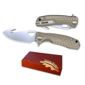 western active honey badger 8cr13mov pocket knife 3.63" hook blade, lightweight 4oz folding utility edc, deep pocket carry camping, fishing knife, tactical knife with pocket clip - large size