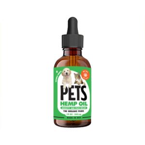 organic hemp oil for pets - herbal drops - separation anxiety and pain relief - stress support - calming effect - supports hip & joint health - reduce pain and inflammation - 100% natural