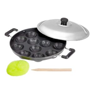 tanish trading non stick cookware appam maker 12 ball with lid,paniyaram pan patra non stick,pancake pastry pan, appam maker set