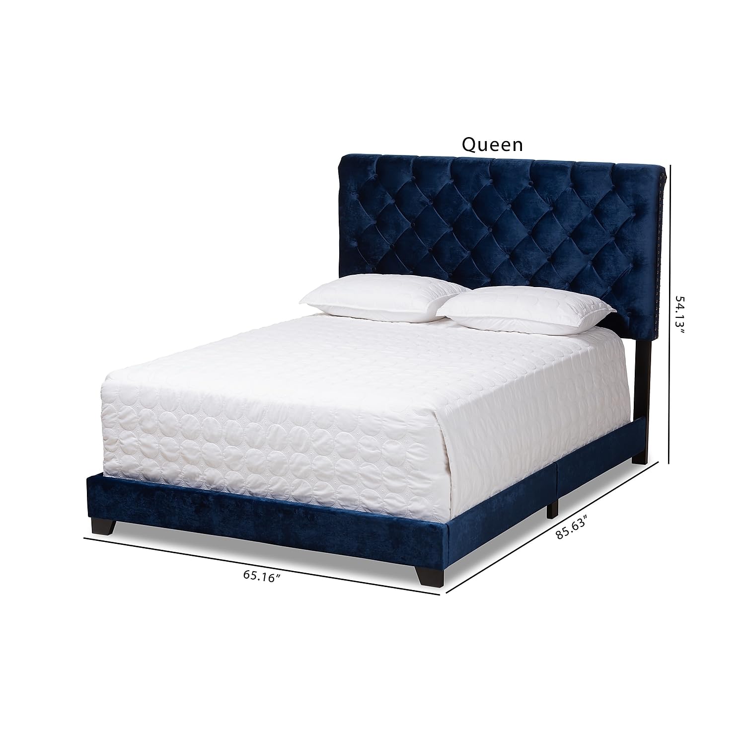 Baxton Studio Candace Bed, Queen, Navy Blue (149-8948-HiT)