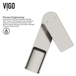 VIGO Amada 10'' H Single Handle Single-Hole Bathroom Vessel Faucet in Brushed Nickel-VG03026BN