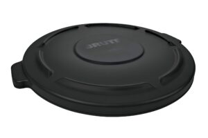 rubbermaid commercial products brute heavy-duty round trash/garbage can lid, black, compatible with 32-gallon brute container, pack of 6