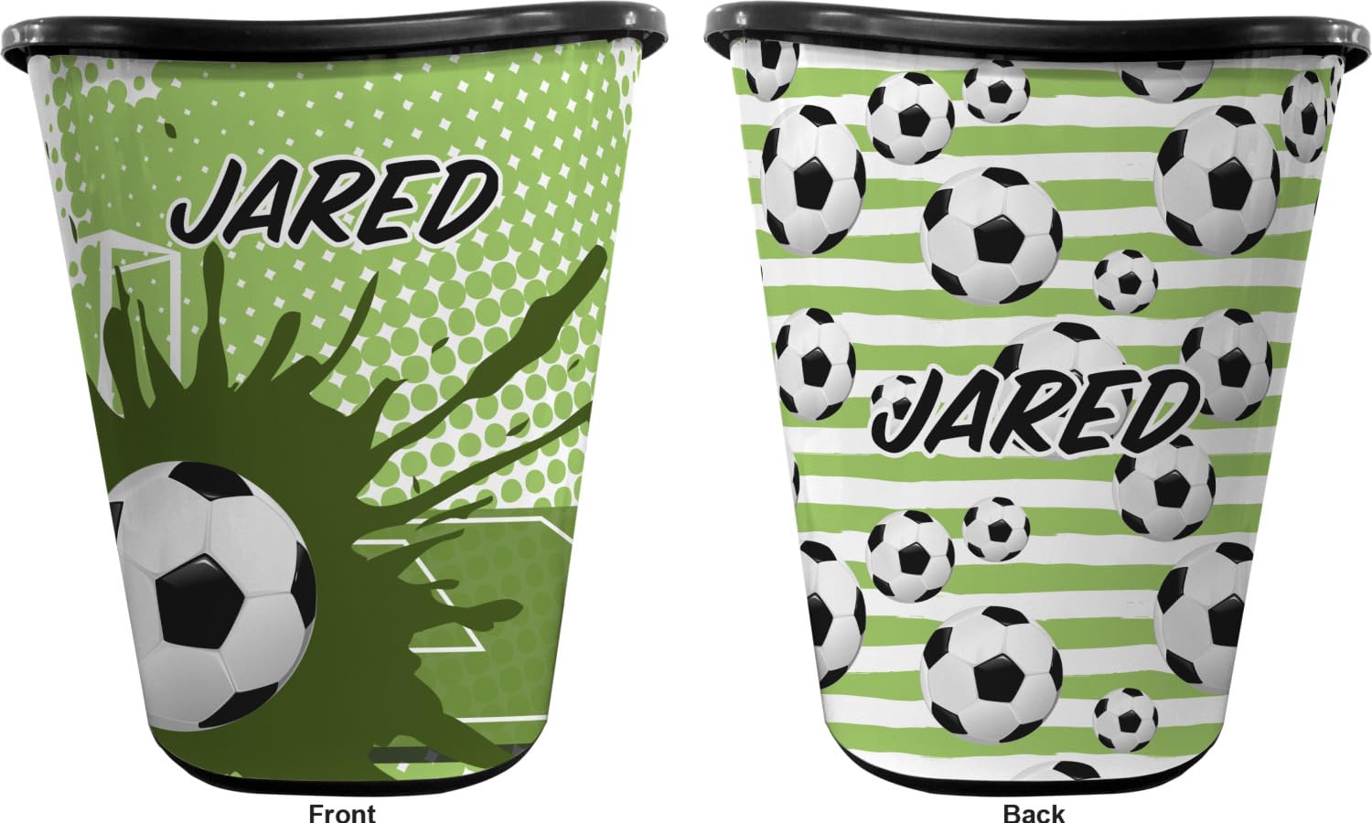 YouCustomizeIt Personalized Soccer Waste Basket - Double Sided (Black)