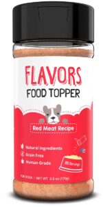 beaumont basics flavors food topper for dogs - red meat recipe with beef bone broth - natural, grain free - kibble seasoning & hydrating treat mix for picky dog/puppy, 6.0oz