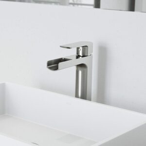 VIGO Amada 10'' H Single Handle Single-Hole Bathroom Vessel Faucet in Brushed Nickel-VG03026BN