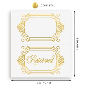 K11 Photo Design Reserved Signs for Wedding, 20-Pack, Reserved Table Cards, Gold Foil, Seating Signs, for Party, Tent Place Cards for Table, with Space to Write, VIP, Double Sided Reserved 7