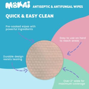 MOKAI Antiseptic Wipes for Dogs Cats and Horses | Dog Chlorhexidine Wipes with Ketoconazole Dermatological Pads Hot Spots Itchy Paws Skin Rashes