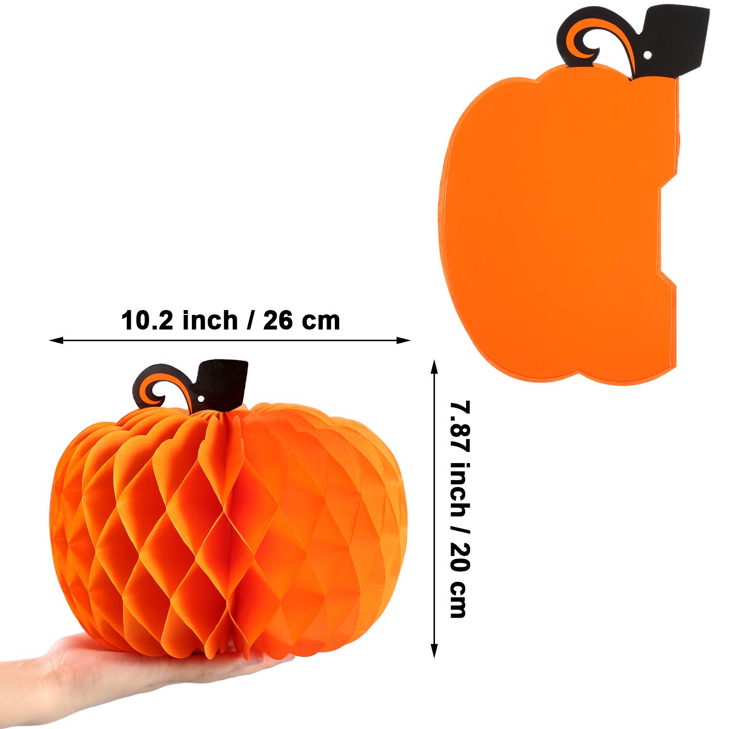 JOVITEC 10 Pack 10.2 Inch Paper Pumpkin Honeycomb Centerpieces 3D Tissue Pumpkins Paper Hanging Decoration Halloween Thanksgiving Day Party Birthday Wedding Home Party Supplies