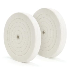 scottchen buffing polishing wheel 8" x 5/8" arbor x 70ply white fine cotton for bench grinder - 2 pcs